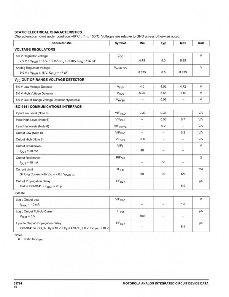 MC33794 technical document page 10
