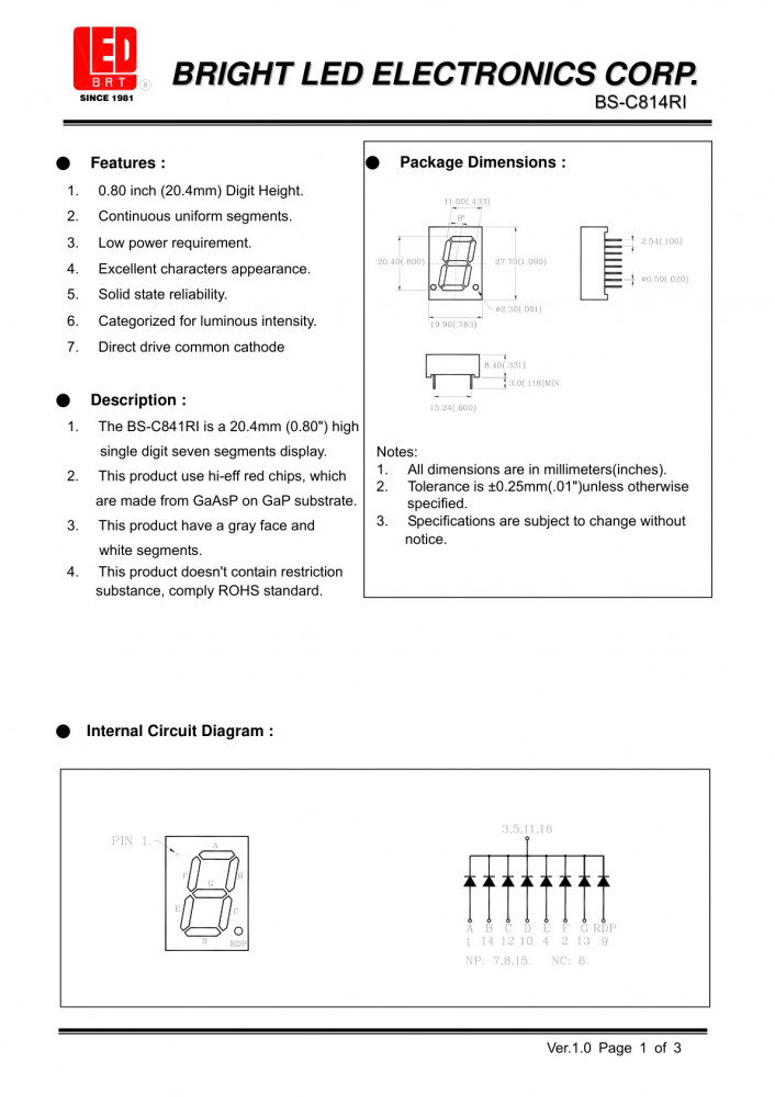BS-C814RI technical document page 1