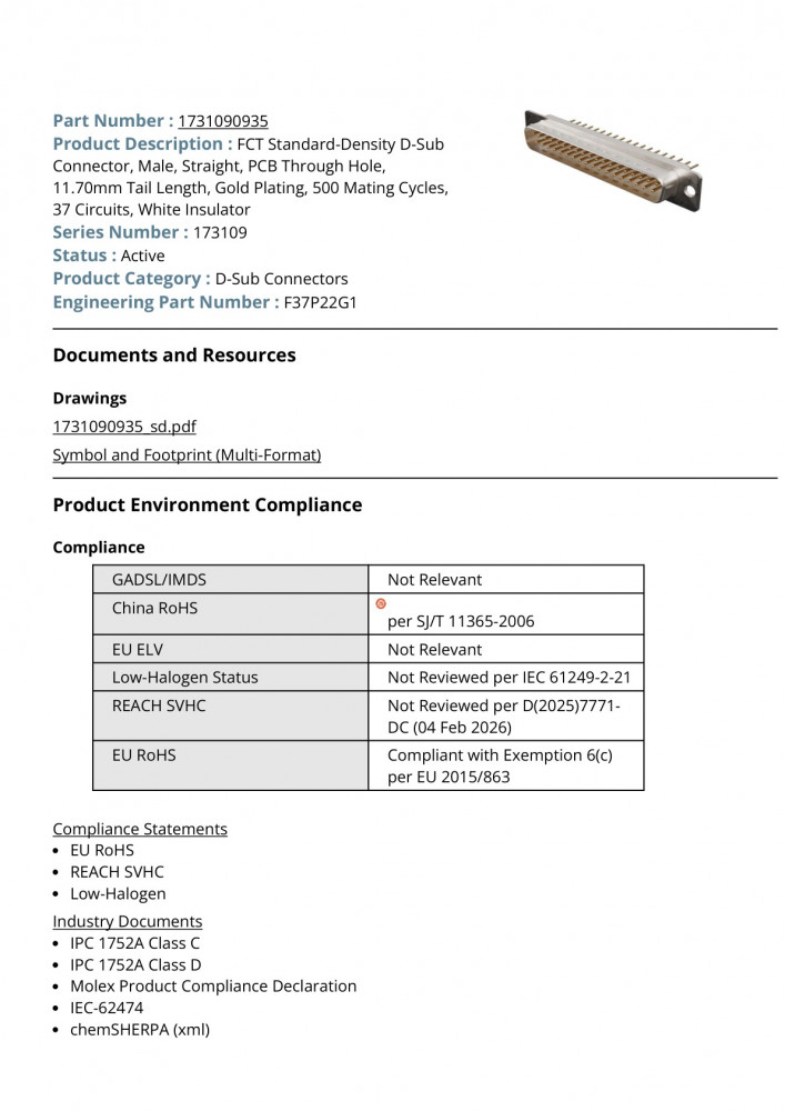 MOLEX 1731090935 drawing page 1