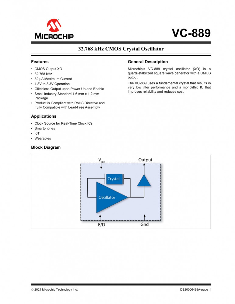 VC-889 datasheet page 1