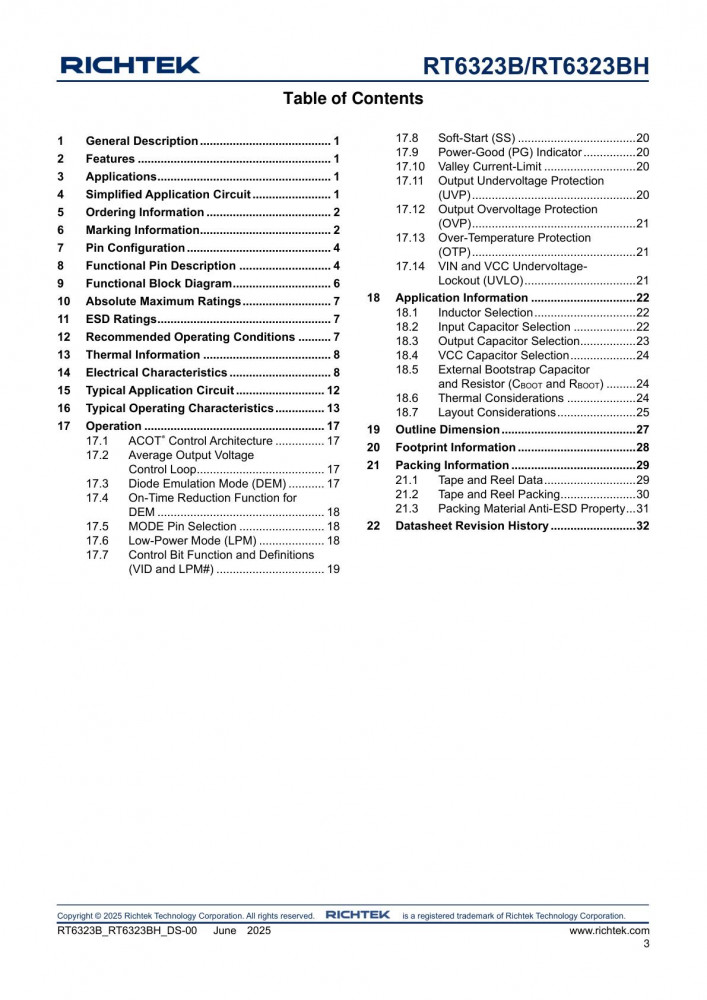 RT6323B/RT6323BH datasheet page 3
