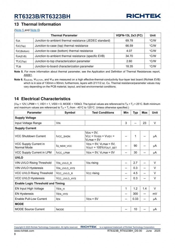 RT6323B/RT6323BH datasheet page 8