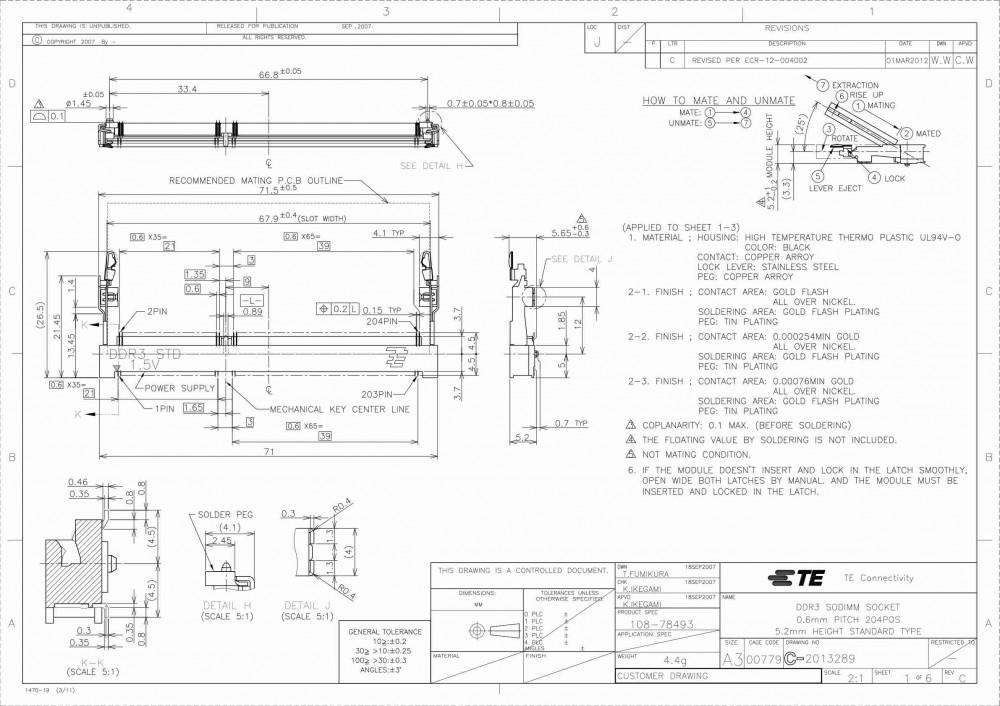 TE Connectivity 2-2013289-1 drawing page 1