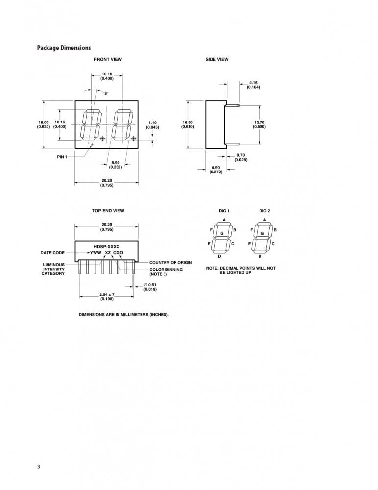 HDSP-G01Y datasheet page 3