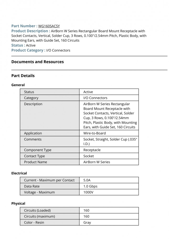 WG160SACSY technical document page 1