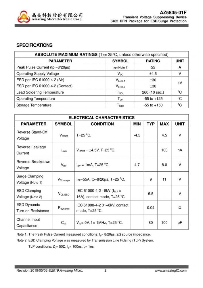 AZ5845-01F datasheet page 2