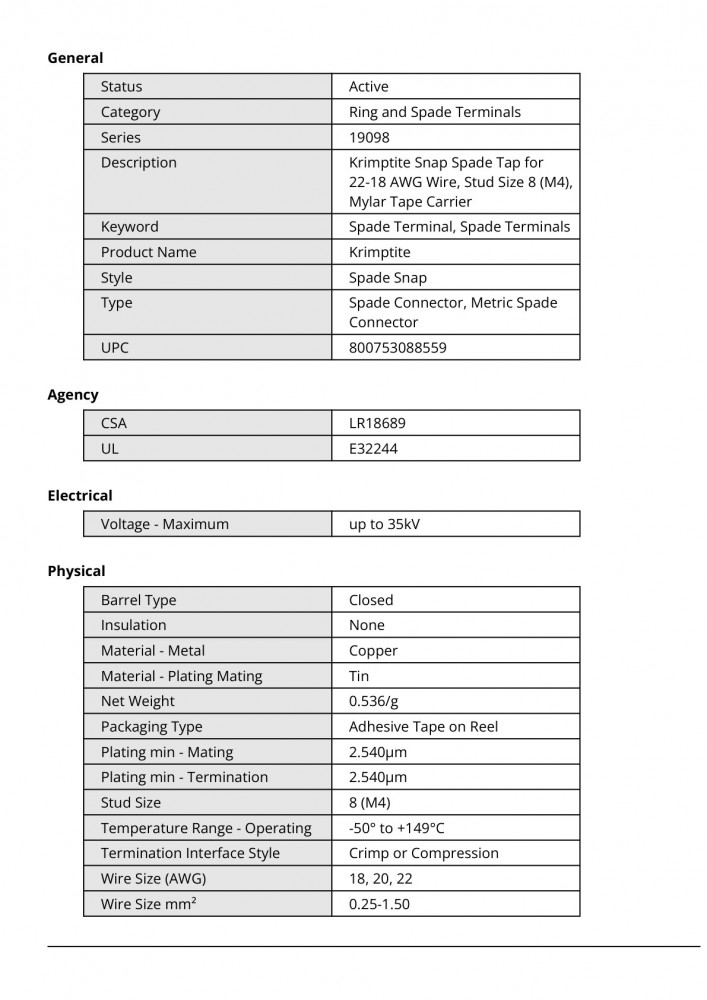 Document preview page 2 for MOLEX 190980080