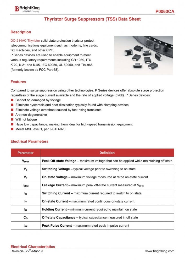 P0060CA datasheet page 1