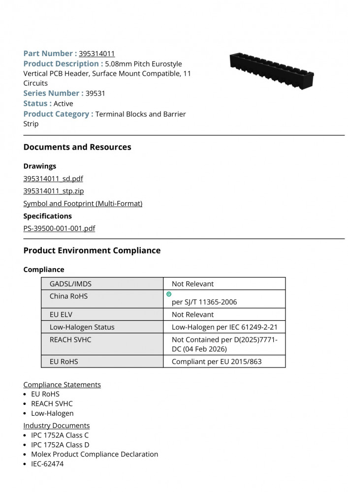 395314011 product document image, page 1
