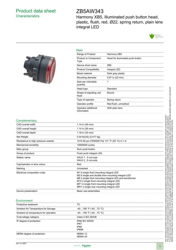 ZB5AW343 technical document page 1