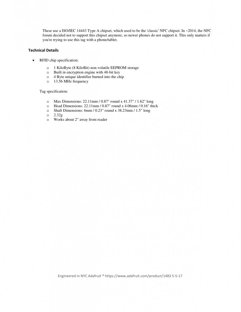 Adafruit 1483 technical document page 2