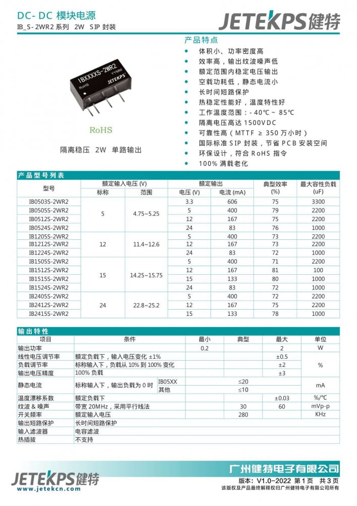 IB0505S-2WR2 datasheet page 1