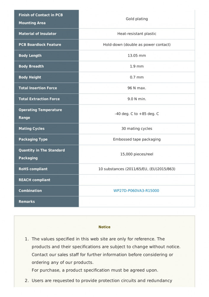 WP27D-S060VA3-R15000 technical document page 2