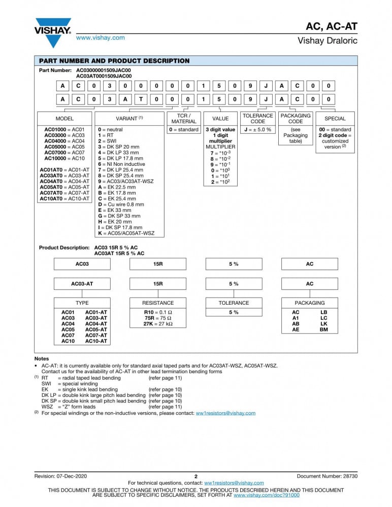 Vishay AC series datasheet page 2