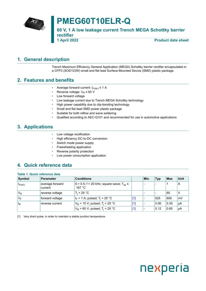PMEG60T10ELR-QX datasheet page 1