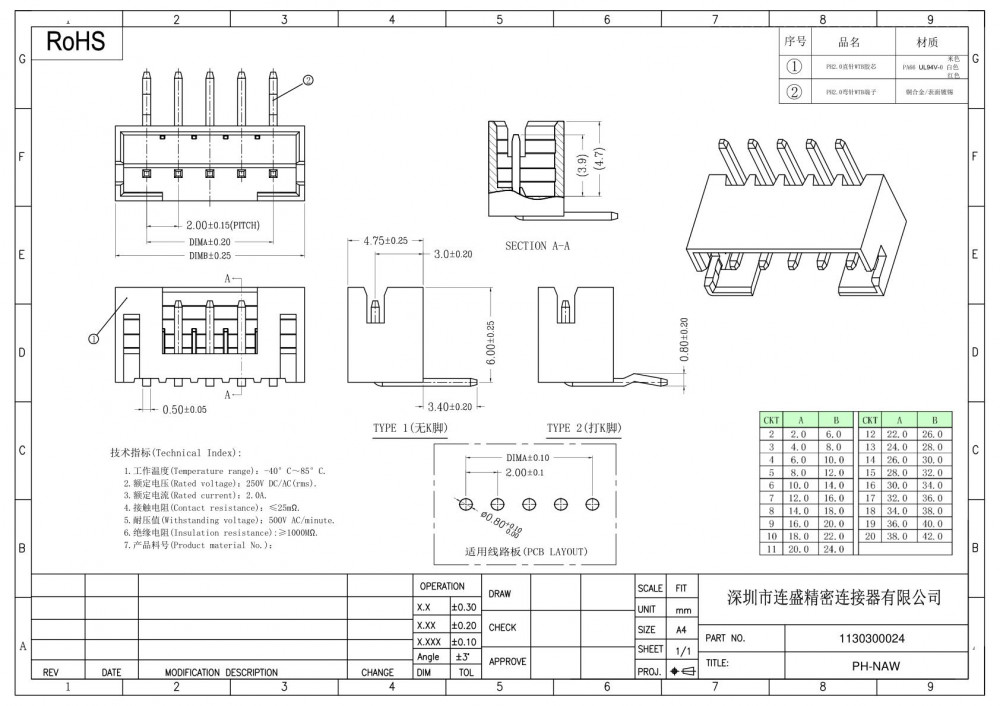 Liansheng 1130300024 technical document page