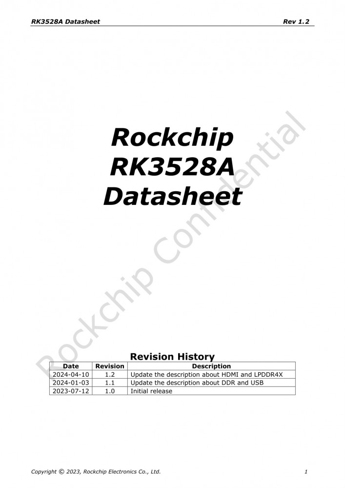 RK3528A datasheet page 1