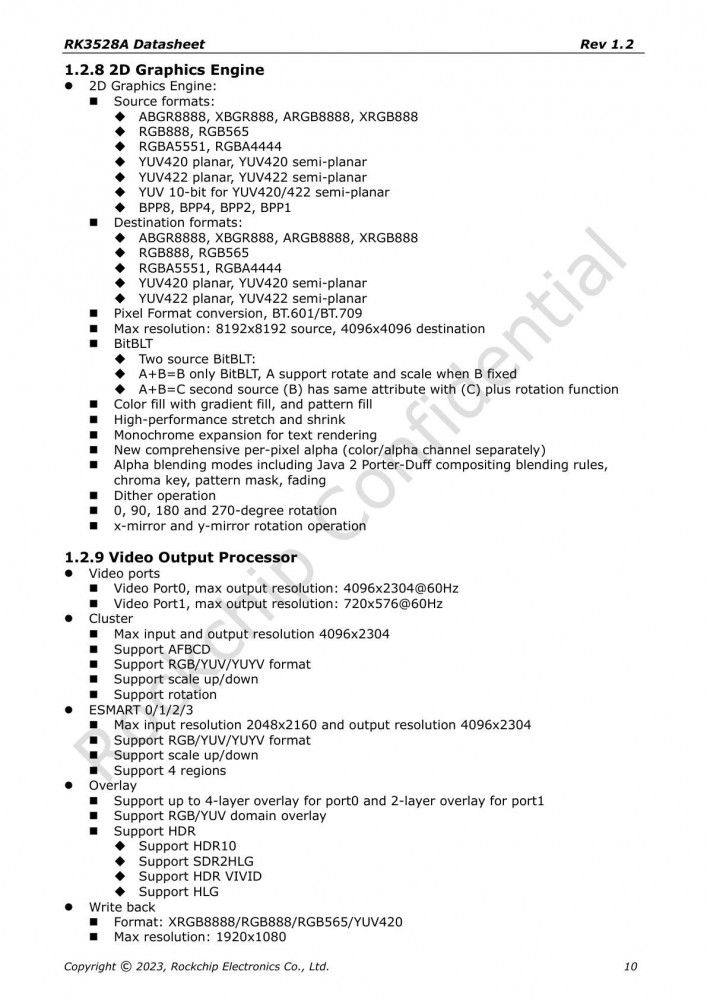 RK3528A datasheet page 10