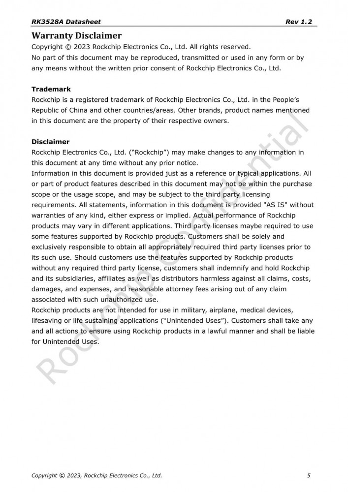 RK3528A datasheet page 5