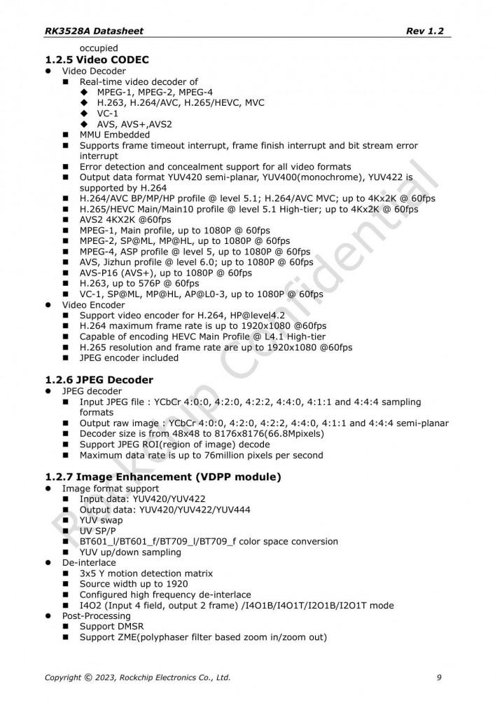 RK3528A datasheet page 9