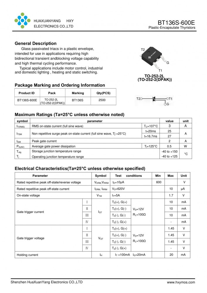 BT136S-600E technical document page 1