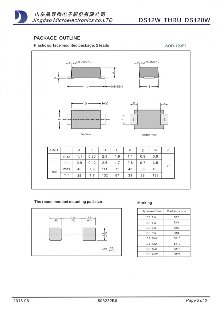DS115W datasheet page 3
