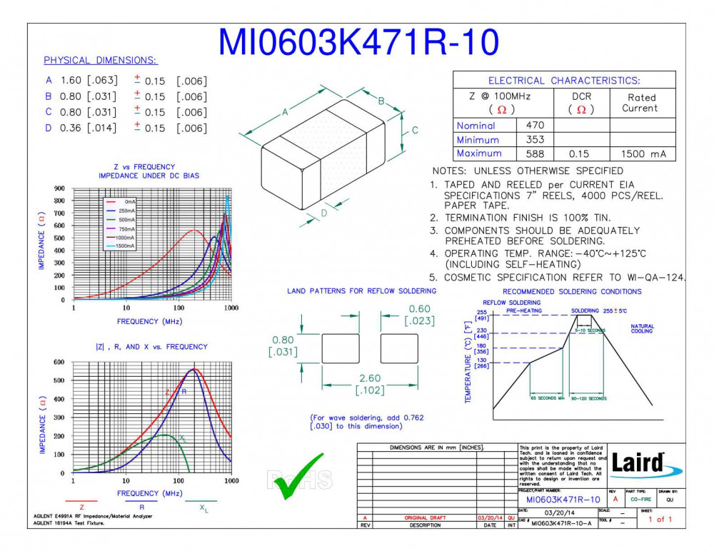 Laird MI0603K471R-10 technical drawing preview