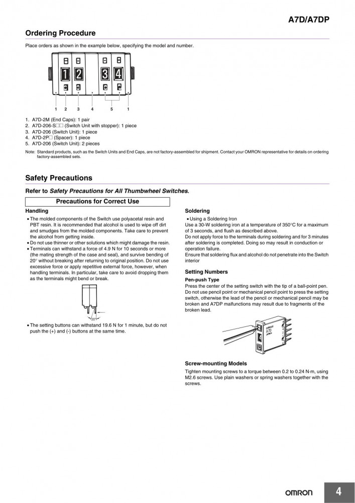 OMRON A7D-106 datasheet page 4