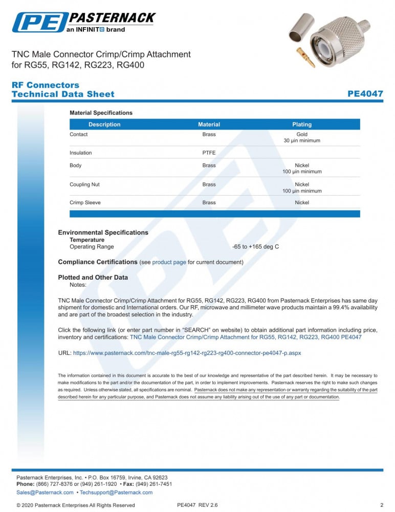 PASTERNACK PE4047 technical document page 2