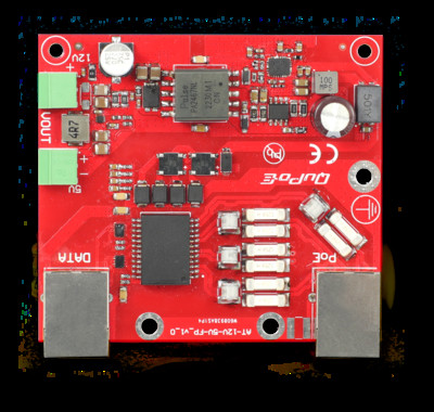 QuPoE AT-12V-5V-FP - active splitter that provides full PoE and data output protection. It is compliant with the IEEE802.3at standard. The device is ideal for outdoor applications and powering gateway devices, routers, etc. for sale