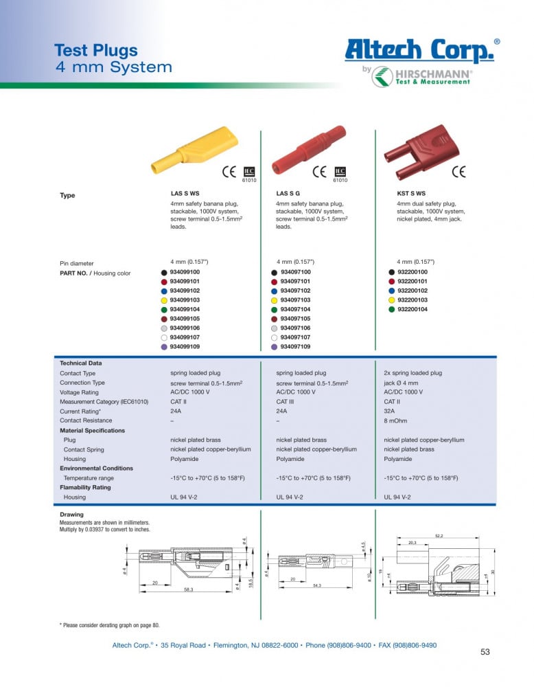 Altech safety plug technical document page