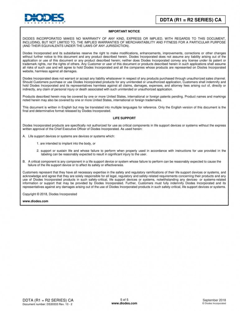 DDTA144ECA-7-F datasheet page 5