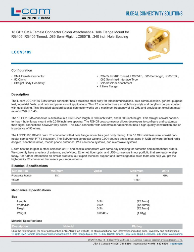 LCCN3185 product document page 1