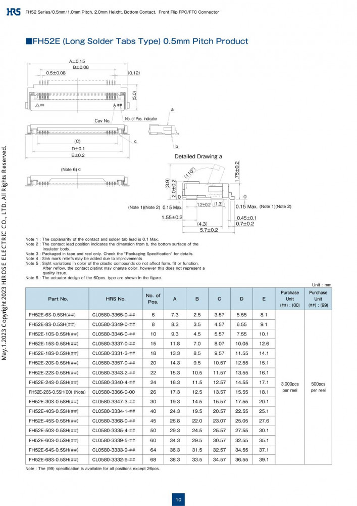 HRS FH52 series datasheet page 10