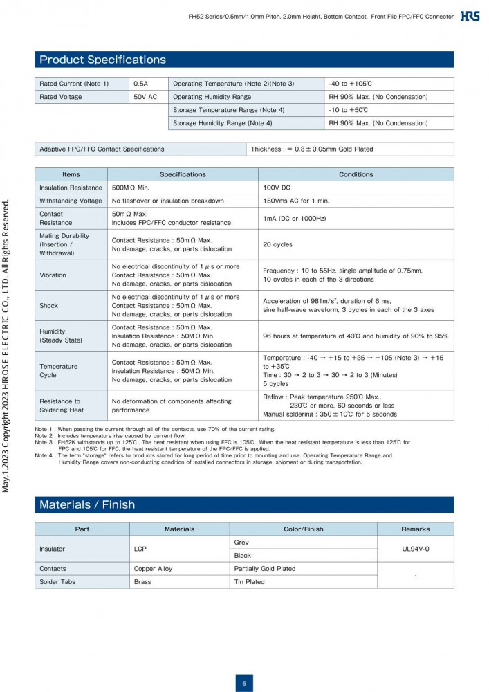 HRS FH52 series datasheet page 5