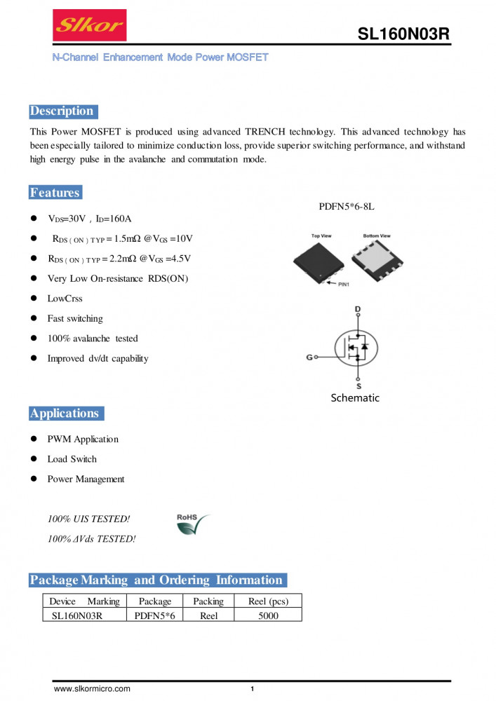 SL160N03R datasheet page 1