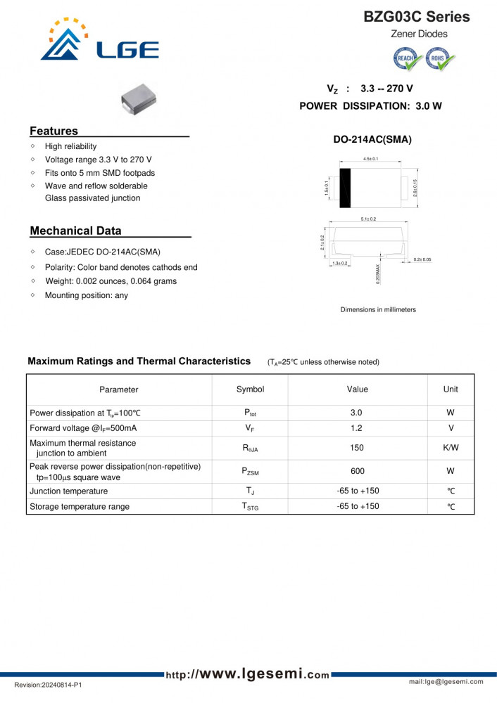 LGE BZG03C120 datasheet page 1