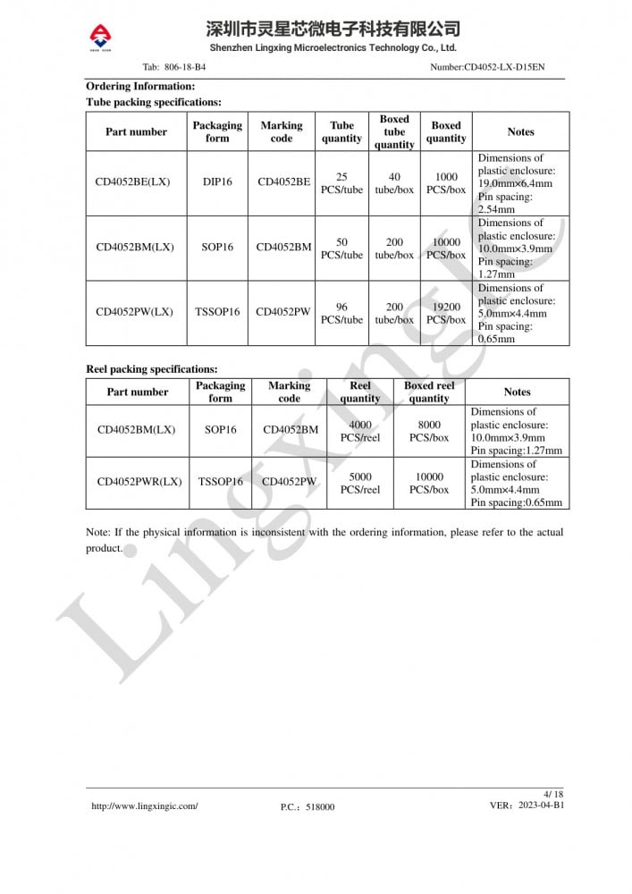 CD4052BM(LX) datasheet page 4