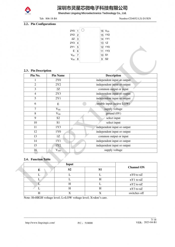 CD4052BM(LX) datasheet page 7