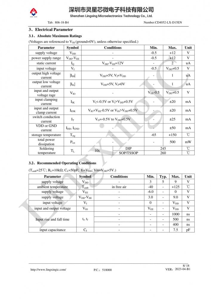 CD4052BM(LX) datasheet page 8