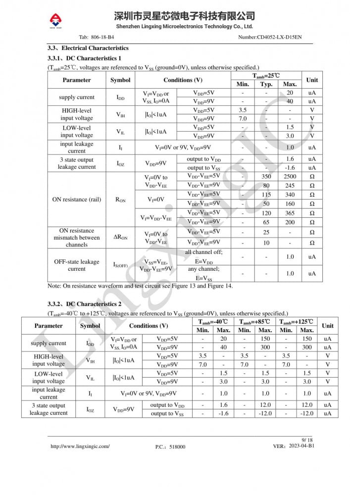 CD4052BM(LX) datasheet page 9