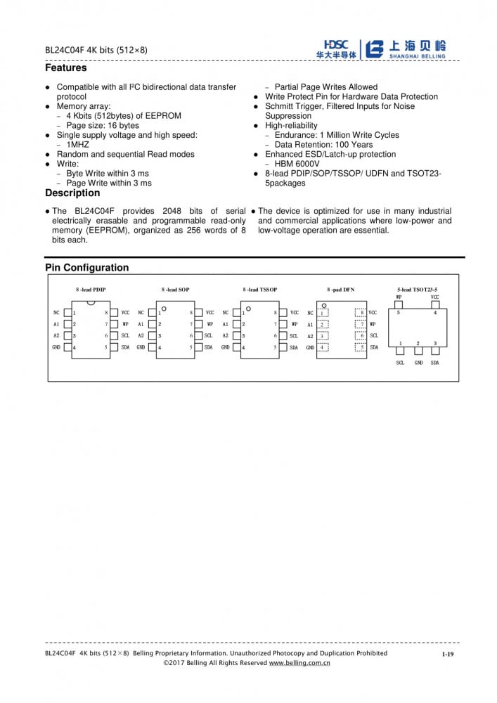 BL24C04F-RRRC datasheet page 1