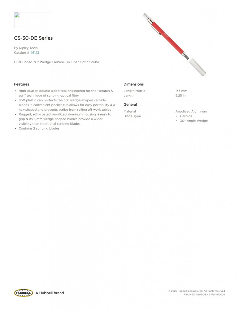 Technical document image for product 46123