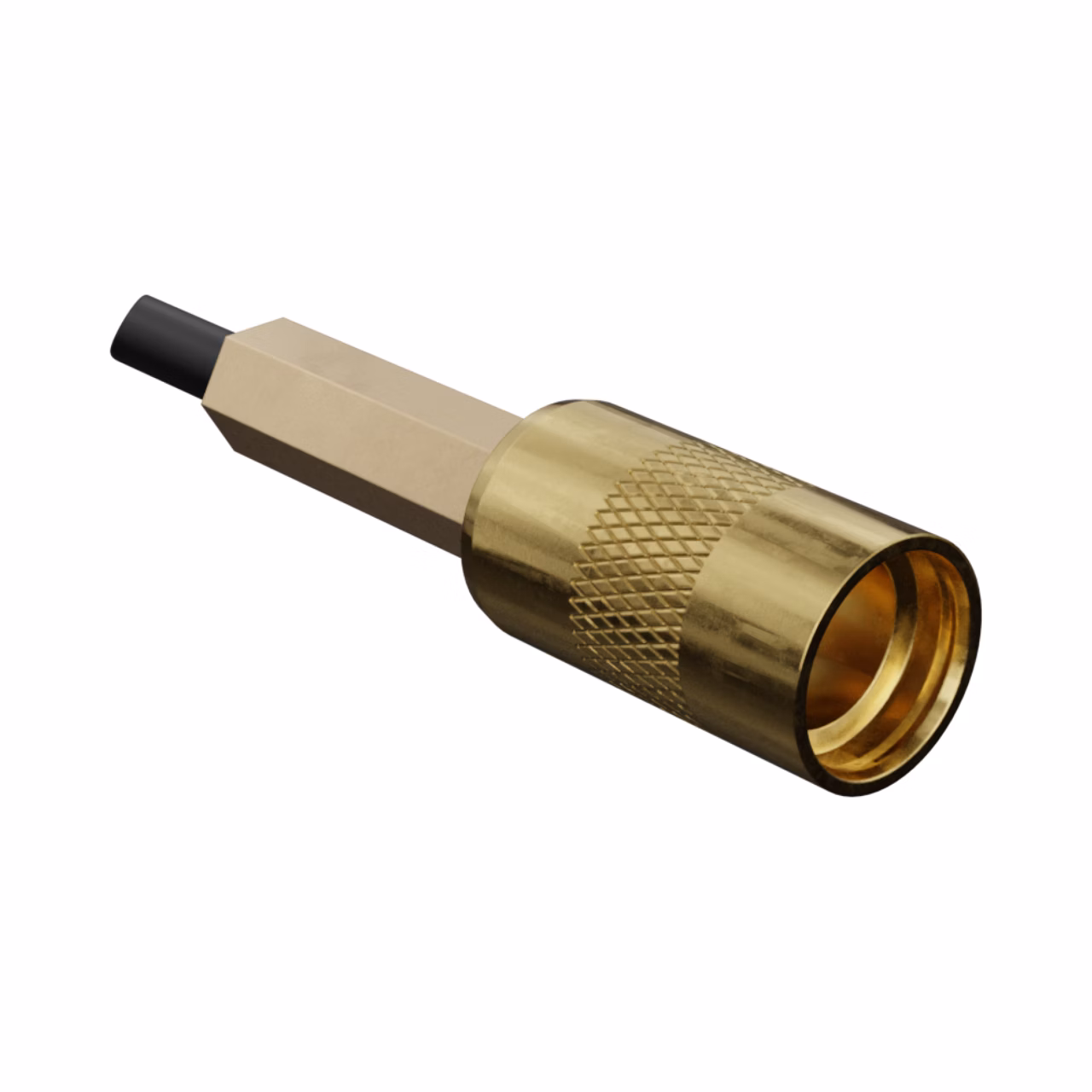 MMCX Jack, Straight, Crimp, 1.13mm Cable, Brass Body, Gold (Au) Plated, One Piece Per Bag, 50 Ohms for sale