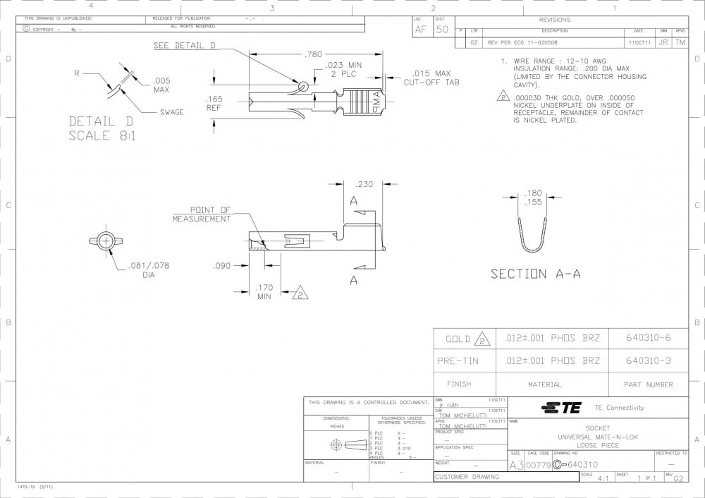 TE Connectivity 640310-3 technical drawing page