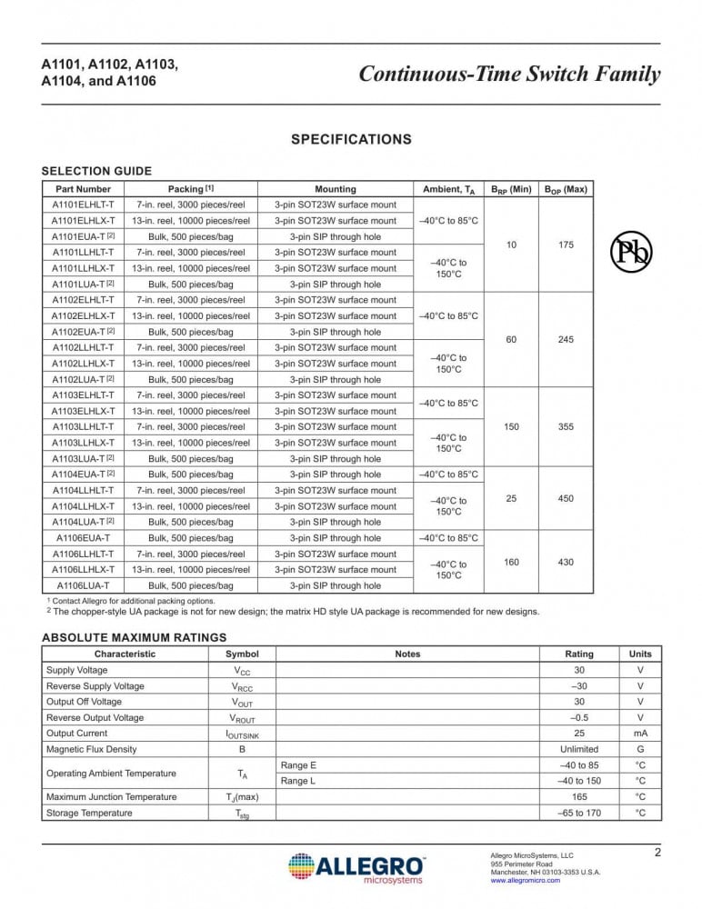 A1101 datasheet page 2