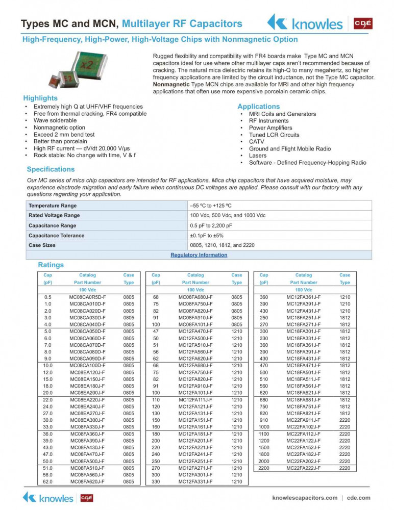 MC series datasheet page 1