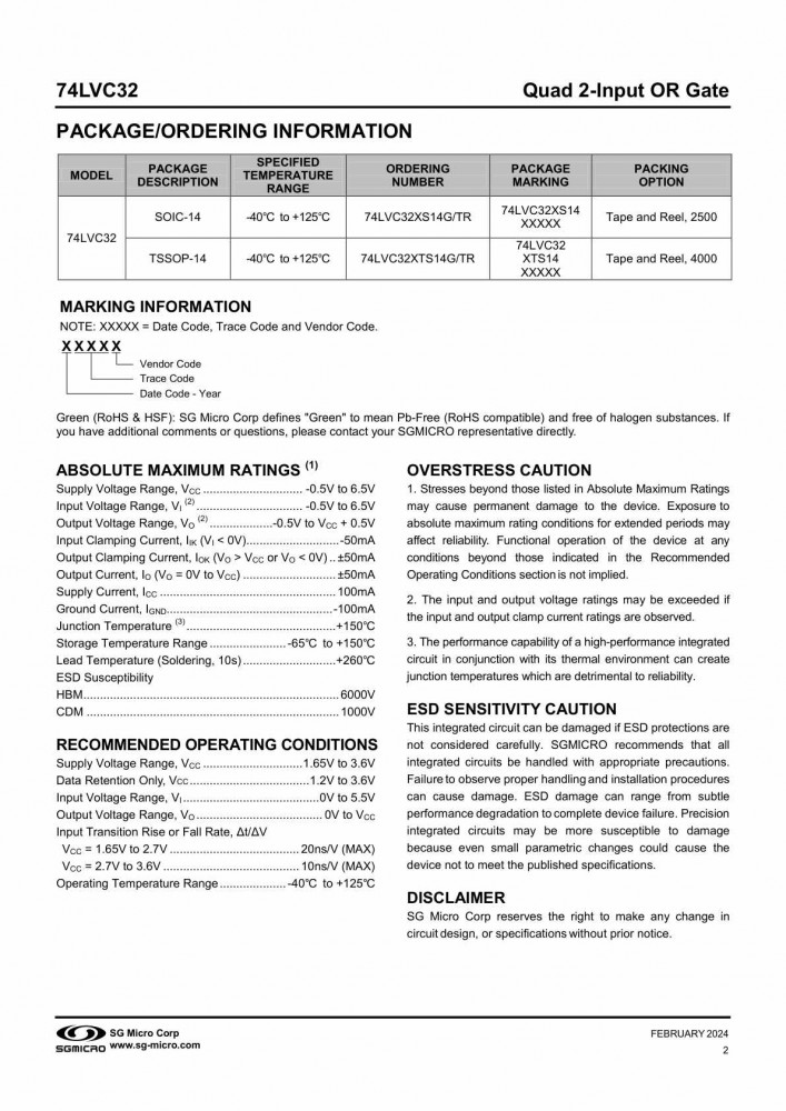 74LVC32 datasheet page 2