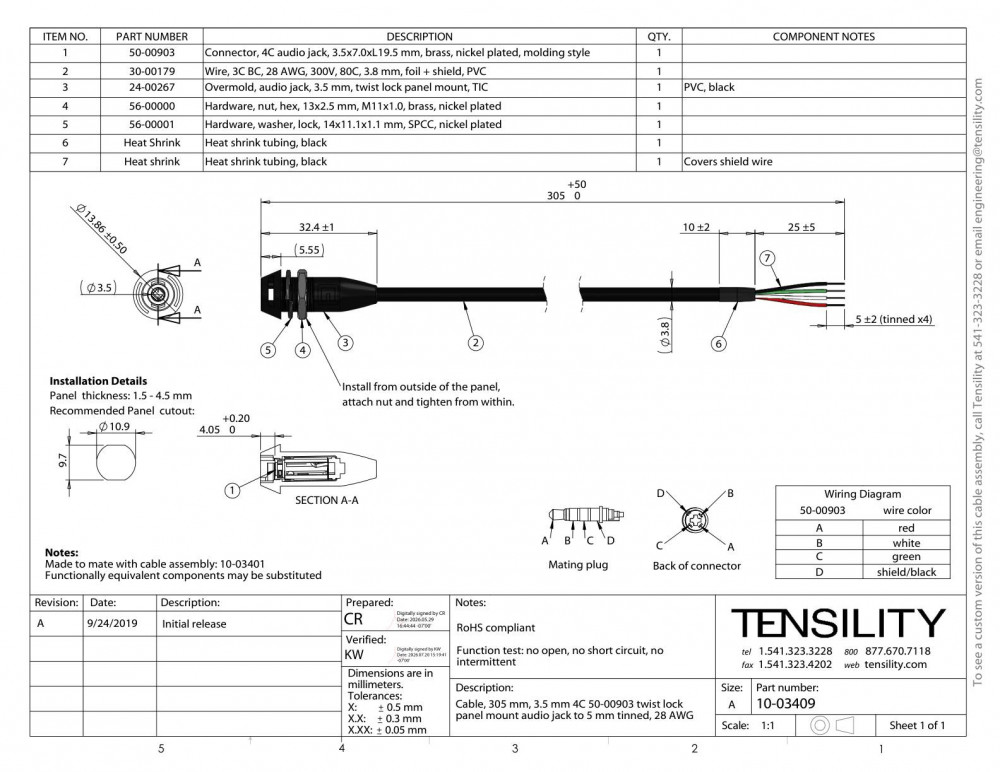 Tensility International 10-03409 product drawing