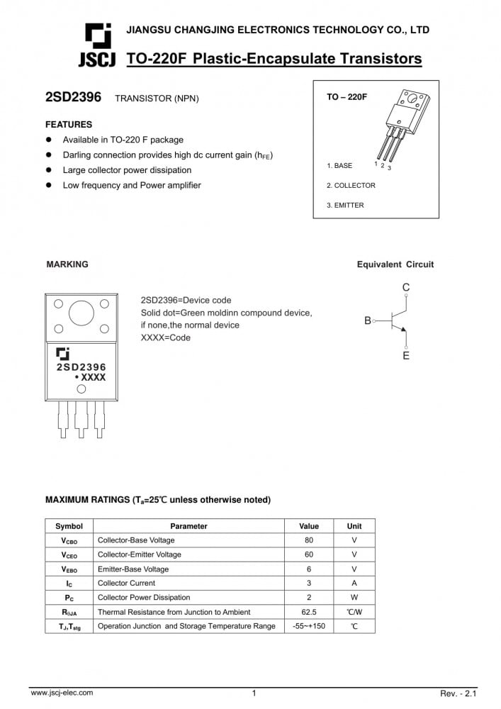 2SD2396 datasheet page 1